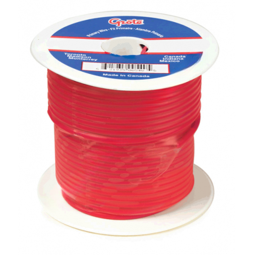 GRO 89 4000 PRIMARY WIRE, 8 GAUGE, RED, 25 FT SPOOL